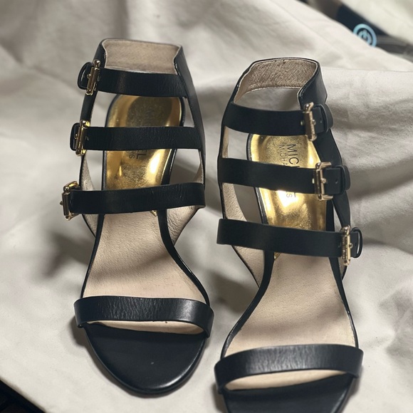Michael Kors | Shoes | Michael Kors Black Multistrap Heels | Poshmark